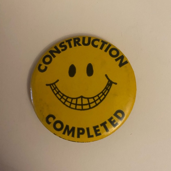 Accessories | Smiley Face Construction Completed Button | Poshmark